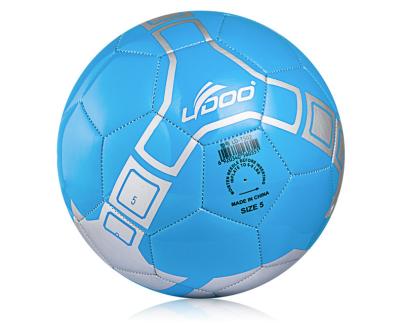 China Machine-sewing, butyl bladder, 32 pcs leather sections, #5 blue and high quality TPU football for sale