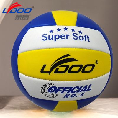 China 5#, machine mounting, 18pcs leather section, butyl bladder with nylon yarn covered, microfiber composite PU volleyball for sale