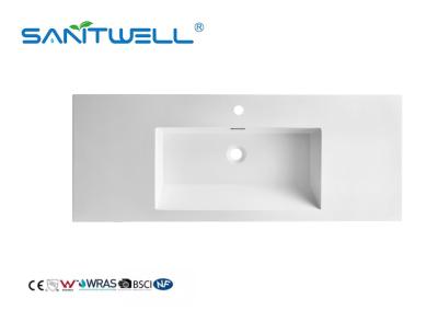 China SWJ1200 OEM Easy Clean Acceptable Artificial Stone Basins Matt White Rectangle Shape Semi-Counter Sinks for sale