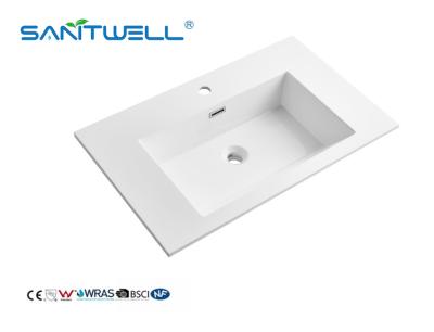 China SWJ750 Bathroom Artificial Stone Basin Hotel Sanitary Ware Modern Design Styles Rectangle Shape Cabinet Basin for sale