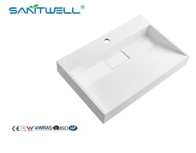Cina Pulito facile bianco lucido dei modelli SW6001-700 degli articoli della resina di rettangolo di pietra sanitario popolare dei bacini per i lavandini del bagno in vendita