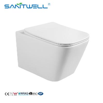 Cina Sanitary Ware Rimless Wall Hung Toilet Flush Toilet One Piece Toilet WC Bathroom sinks in vendita
