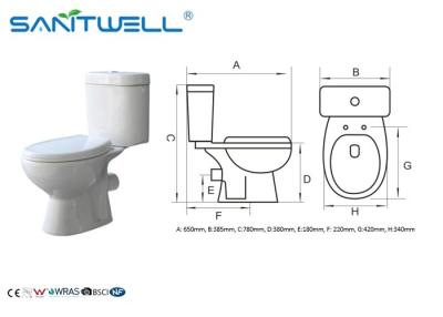 Cina Toilette in due pezzi 665*360*725 millimetro del WC di Washdown di prezzi economici popolari in vendita