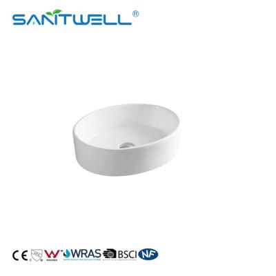 China CE Ceramic Oval Shape Hand Wash Basin White Color Bathroom Sink for sale