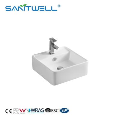 China High Quality Square Ceramic Above Counter Hand Wash Basin with Overflow Hole for sale