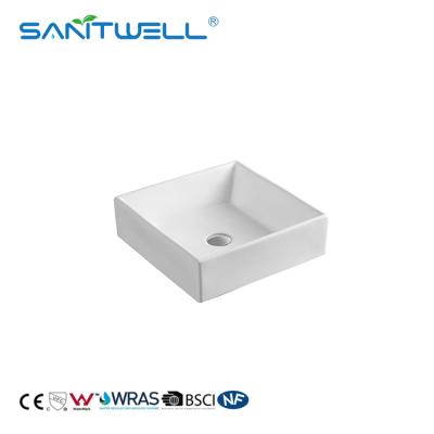 China Modern Square Bathroom Sink Ceramic Counter Top Washbasin for sale