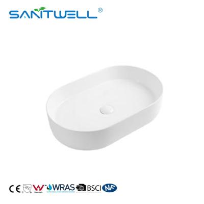 China Popular 610mm Oval Above Counter Mounting Washbasin for sale