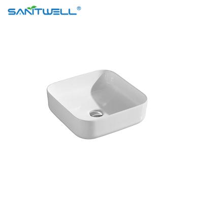 China Modern Design Square Ceramic Counter Top Mounted Basin Bathroom Hand Wash Basin for sale