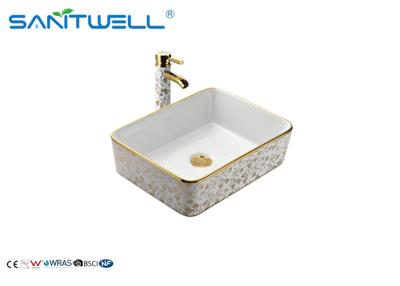China Table Top Golden Ceramic Art Basin For Lavatory AB8025D 500×500×165mm for sale