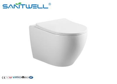 China European Style Square Wall Hanging Wc / Wall Mounted Toilet With Slow Close Seat Cover for sale