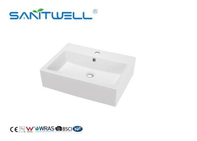 China Rectangular Shape Ceramic Art Basin For Hand Wash Scratch Resistant 570 * 440 * 150mm for sale