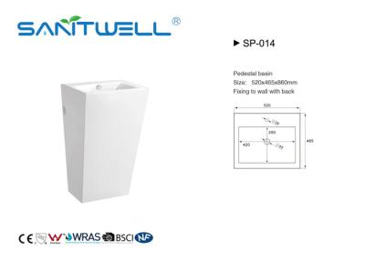 China Rectangular China Supplier White Bathroom Ceramic Basin With Pedestal White Color Finish for sale