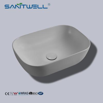 China Chaozhou Matt Grey Modern rectangular Art Wash Above Counter Basin Color Wash Basin Ceramic Basin for sale