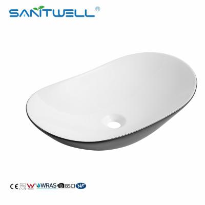 China AB478 Ceramic Vessel Sink Above Counter Basin Ultra Thin Edge Bathroom Art Basin for sale