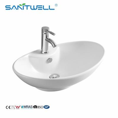 China AB8043 Chaozhou Ceramic Basin Countertop Ultra Thin Edge Bathroom Art Basin Above Counter Basin for sale