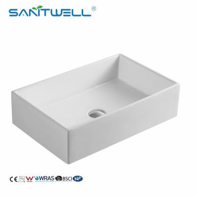 China Countertop Ultra AB8262 Thin Edge Bathroom Above Counter Basin Art Ceramic Basin White Ceramic Vessel Sink for sale