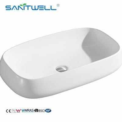 China AB8437 Chaozhou Popular Models Rectangular Above Counter Basin No Single Hole Ceramic Basin for sale
