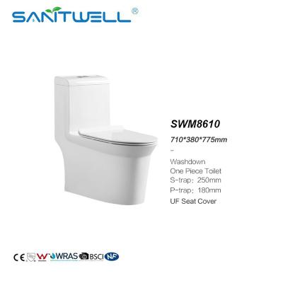 Cina Ciotola di toilette di un pezzo ceramica moderna degli articoli sanitari popolari per la toilette di un pezzo ceramica senza orlo del bagno SWM8610 in vendita