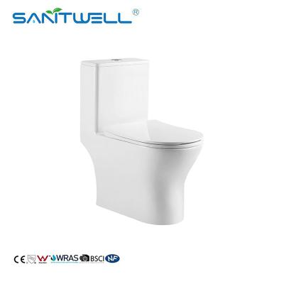 Cina Closestool umano SWM8618 della toilette di stili di Chaozhou di washdown del modello occidentale bianco popolare dell'un pezzo solo in vendita
