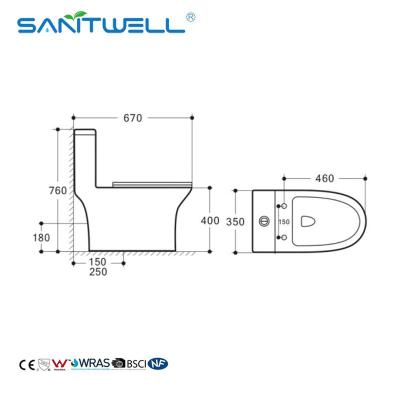 Cina Closestool umano SWM8618 della toilette di stili di Chaozhou di washdown del modello occidentale bianco popolare dell'un pezzo solo in vendita