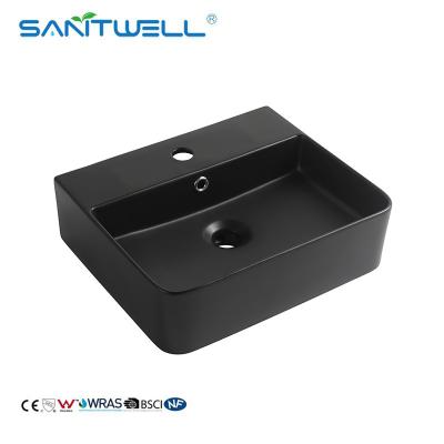 China AB8589A-MB Rectangular hand matt black washing sink color bathroom art wash basin ceramic basin for sale