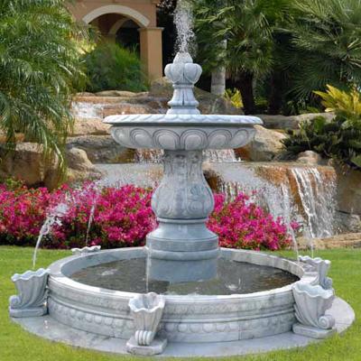 China Antique Large Carved Natural Marble Stone Garden Water Fountain With Pool for sale