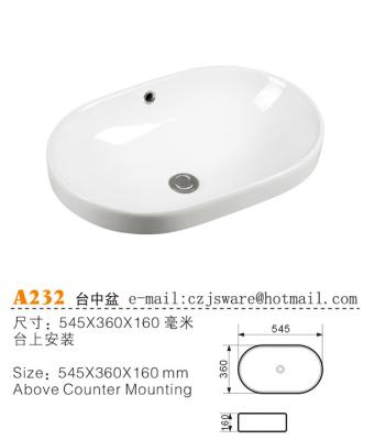China Oval Ceramic vanity top wash basin ,Ceramic wash basin,Countertop wash basin China suppliers for sale