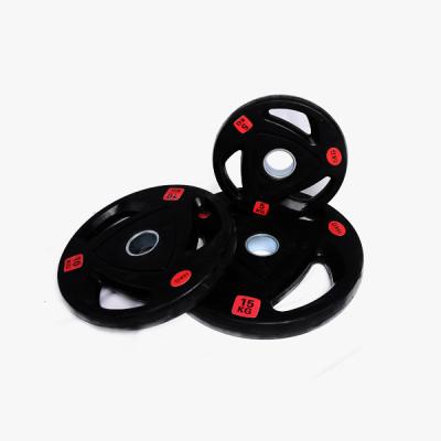 China Schwarz-Turnhalle Barbell-Gewichts-Platte des Roheisen-2.5kg, überzogene Barbell-GummiAnschlagplatten zu verkaufen