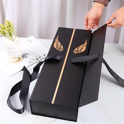 China Black Square Cardboard Foldable Luxury Flower Gift Box Flower Packaging Box Paper Flower Box for sale