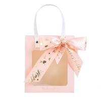 China Transparent Window Bag Cardboard Gift Packaging Box With Handle for sale