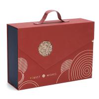 China red Folding Cardboard Gift Packaging Box With Portable Handle for sale