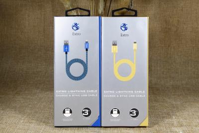 China Recycled Foldable Electronic Data Cable Packaging Box With Plastic Handle for sale