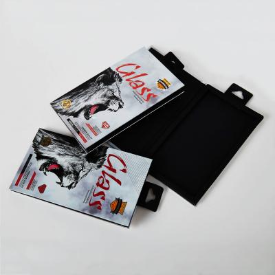 Cina Ingrosso Logo stampato in vetro temperato per telefono protettore per schermo scatole di carta scatola di imballaggio con gancio in vendita