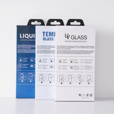 China Full Curved Mobile Phone Tempered Glass Screen Protector Box Packaging With Custom Logo for sale