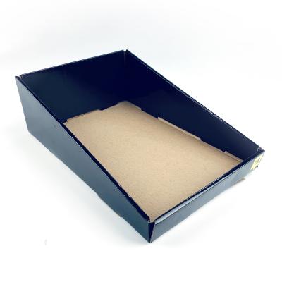 Cina Scaffali da banco pieghevoli in cartone ondulato personalizzati in carta nera, scatola per imballaggio in vendita