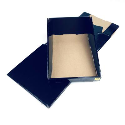 Cina Scaffali da banco pieghevoli in cartone ondulato personalizzati in carta nera, scatola per imballaggio in vendita