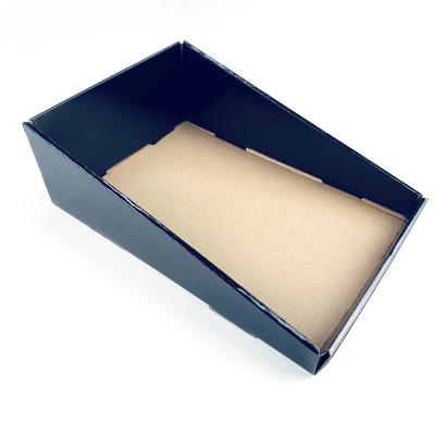 Cina Scaffali da banco pieghevoli in cartone ondulato personalizzati in carta nera, scatola per imballaggio in vendita