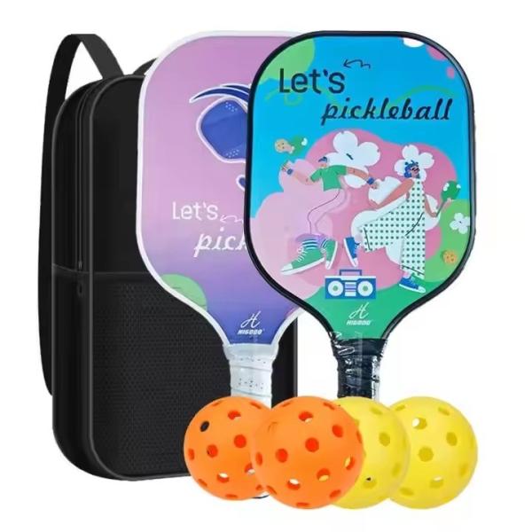 Quality Higooo USAPA - standard PP Honeycomb Core Fiberglass Pickleball Paddle Set, including 2 paddles, 4 balls and 1 bag. Customization available. for sale