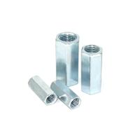 China M6 Standard DIN6334 Class 4 Zinc Plated Hex Coupling Nut Join Two Threaded Rods for sale