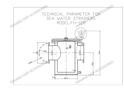 China Technische parameter voor zeevaarstrooimieters As125 Cb/T497 Housing Hot-Dip gegalvaniseerd, filter roestvrij staal Te koop