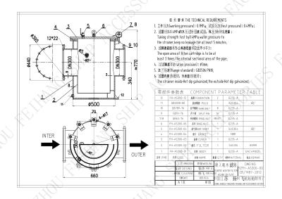 中国 AS300 CB/T497 海水ストレーナーの技術的パラメータ - AS300 CBM1061-81 海水フィルター 販売のため