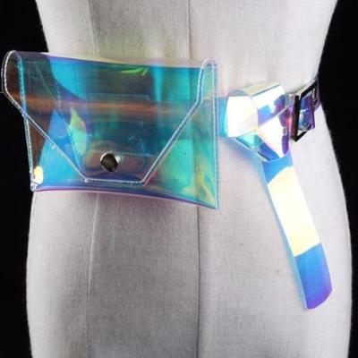 China Transparency Laser PU Leather Waist Bag Women Travel Belt Bags for sale