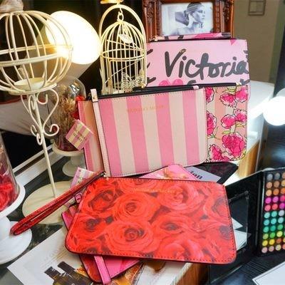 China Victoria’s Secret pink Wallets Leather Zipper Clutch Coin Purse Lady designer Wristlet for sale