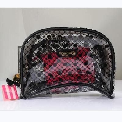China Victoria’s Secret 3pcs/set Cosmetic Bags black pink Waterproof PVC Pouch Travel wash bag for sale