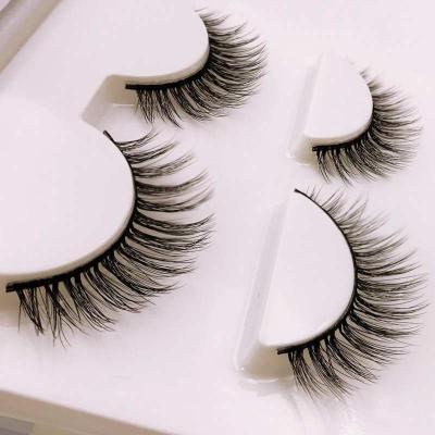 China 3D mink lashes Free nature Lash 1cm long 3 pairs hand made makeup eyelash extension for sale