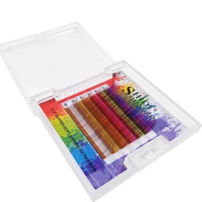 China Individual Eyelashes Rainbow Colored Eyelash Extension Faux Mink lashes colorful wholesale cheap for sale
