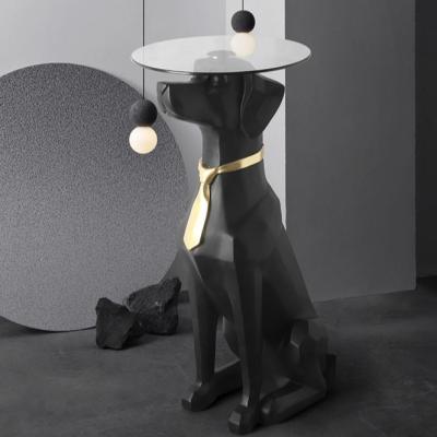 Cina La decorazione domestica nordica di lusso scolpisce l'OEM a grandezza naturale del tavolino da salotto delle statue del cane della resina con il vassoio in vendita