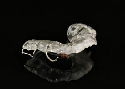China Orthodontic Retainer with Transparent Acrylic Base and Stainless Steel Clasps for Post Orthodontic Teeth Stabilization for sale