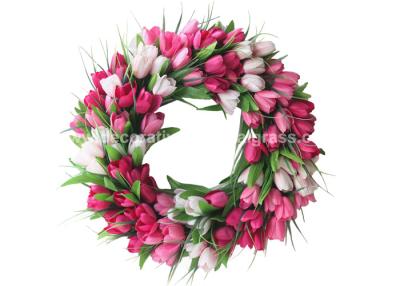 Cina Decorazione di plastica a 18 pollici della parete di Tulip Wreath For Front Door del Faux del PVC in vendita