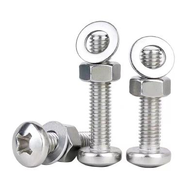 China Gelijke M2 M3 M4 SS304 SS316 Cross Recessed Countersunk Flat Head Screws en Hexagon Nut Flat Washer Set Te koop